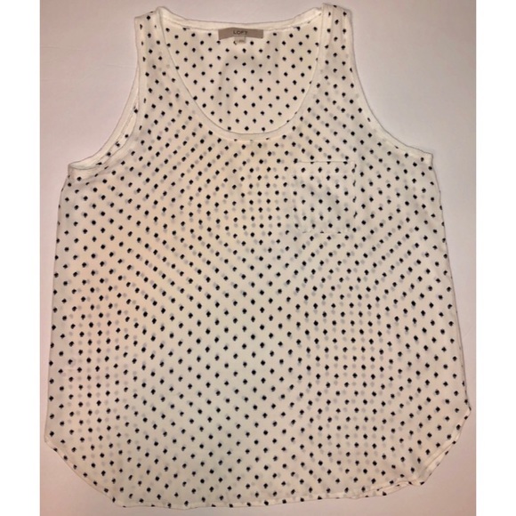 LOFT | Tops | Loft Blousy Tank White Navy | Poshmark